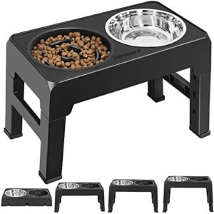 urpower raised slow feeder dog bowls 4 height adjustable elevated with stainless steel water bowl and non-slip food stand for small medium large dogs pets