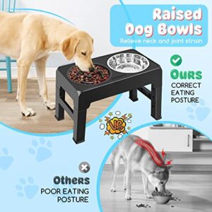 URPOWER Raised Slow Feeder Dog Bowls 4 Height Adjustable Elevated with Stainless Steel Water Bowl and Non-Slip Food Stand for Small Medium Large Dogs Pets