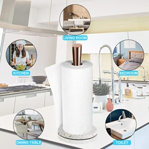 AOWYL Kitchen Paper Towel Holder Countertop, Stainless Steel, Standing, Marble Paper Towel Holder, for Standard and Jumbo-Sized Rolls Paper Towel Stand Holder (Rose Gold)