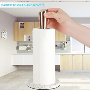 AOWYL Kitchen Paper Towel Holder Countertop, Stainless Steel, Standing, Marble Paper Towel Holder, for Standard and Jumbo-Sized Rolls Paper Towel Stand Holder (Rose Gold)