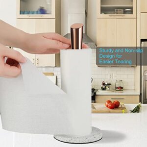 AOWYL Kitchen Paper Towel Holder Countertop, Stainless Steel, Standing, Marble Paper Towel Holder, for Standard and Jumbo-Sized Rolls Paper Towel Stand Holder (Rose Gold)