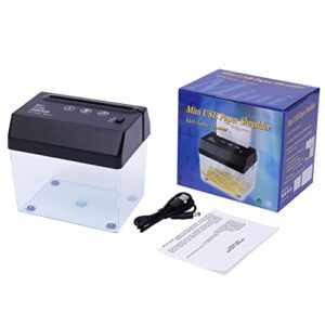 Small Paper Shredder for Home Use USB Portable Mini Paper Shredder Documents Paper Cutting Tool Home Office Desktop Stationery-Black