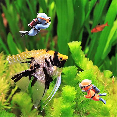 wsmart Floating Fish Tank Decor Small Diver Aquarium Decor for All Kinds of Fish Tanks (2 Pack)