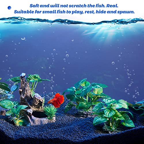 Ameliade Betta Aquarium Cave Decorations & Fish Tank Artificial Silk Plants Leaf Pad Hammock Hides Decor Small Fish Bowl Accessories Beta Toys (2PCS)