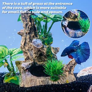 Ameliade Betta Aquarium Cave Decorations & Fish Tank Artificial Silk Plants Leaf Pad Hammock Hides Decor Small Fish Bowl Accessories Beta Toys (2PCS)