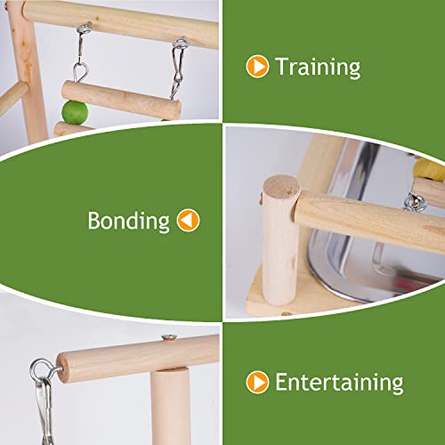 Joyeee Parrot Bird Playground, Wooden Pet Birds Stand Platform Perches Shelf Play Gym with Ladder Swing, Activity Center for Small Cockatoo Parakeet Macaw Budgies Finches Training Playing Biting#9