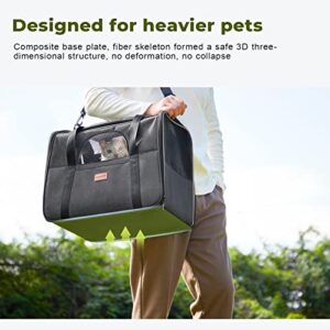 Dog Carrier Morpilot Cat Carrier Pet Travel Carrier Bag Airline Approved Folding Fabric Pet Carrier for Small Dogs Puppies Medium Cats, w/Locking Safety Zippers, Foldable Bowl, Gray