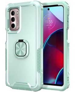 moto g stylus 2022 case, uzer three layer ring style 360 rotating hybrid armor hard pc & soft silicone shockproof anti slip full-body defender protective case for motorola moto g stylus (5g/4g) 2022