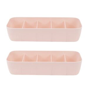 bisbai plastic 5 compartment divided drawer, cabinet, closet storage box - organizer, pink (2pcs)