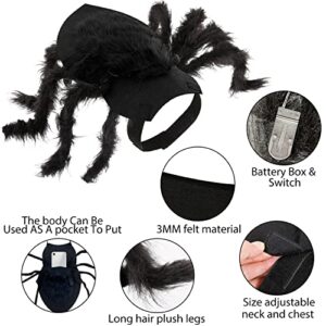 Camlinbo 24 LED Spider Dog Dinosaur Halloween Costume for Small Medium Large Dogs, Furry Giant Spider with Orange Purple Lights Puppy Pet Costume Outfits Clothes Funny Halloween Costume Party Cosplay