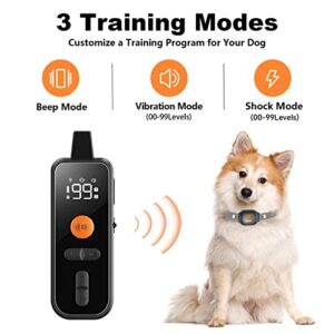 Saulcy Dog Training Collar - Dog Shock Collar with 1000Ft Remote, Waterproof E Collar for Dogs Training with 3 Modes, Shock, Vibration, Beep, Rechargeable Electric Collar for Small Medium Large Dog