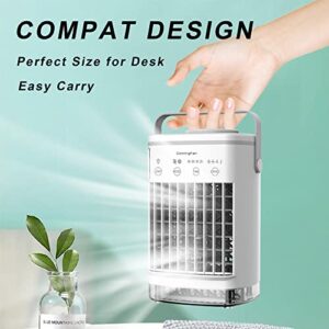 Portable Air Conditioner,4 IN 1 Effective Evaporative Personal Air Cooler with 4 Wind Speed&2 Cool Mist,Small Cold Air Fan with 2-8H timer&Colorful Nightlight for Room,Office,Desk,Camping (Blue)