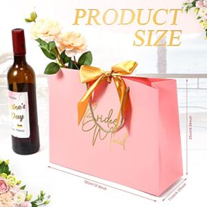 8 Pieces Bridesmaid Proposal Bags Bridesmaid Gift Bag Pink Bridesmaid Bags with Handles Brides Maid Gift Wrap Bags 2.6 x 10 x 4 Inches Paper Party Favor Bag for Birthday Wedding,3 Styles