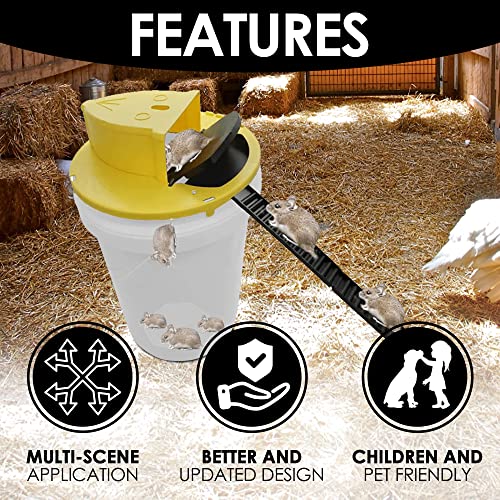 Perfect4MyHome Mouse Bucket Trap, Sliding Bucket Lid Mice Trap, Humanized Multi Catch Rat Trap Door Style, Compatible with 5 Gallon Buckets - (Bucket not Included)