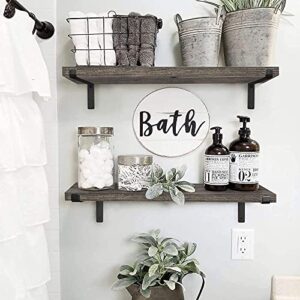 QEEIG Grey Floating Shelves 24 inches Long Bundle (Contains 2 Items)