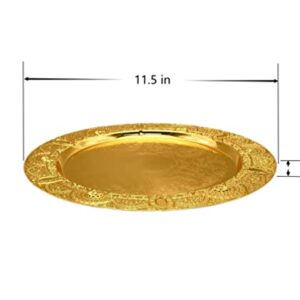 ROMENDIR Turkish Ottoman Coffee Tea Round Tray,Storage Tray,Cosmetic Ornament Organizer,Gold