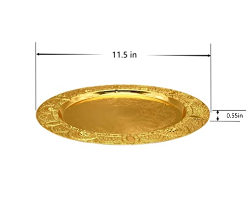 ROMENDIR Turkish Ottoman Coffee Tea Round Tray,Storage Tray,Cosmetic Ornament Organizer,Gold