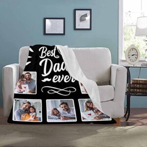 MyPupSocks Personalized Blanket to My Dad from Daughter, Best Dad Ever Throw Blanket Dad Blanket Customized for Him Dad Papa 40x50