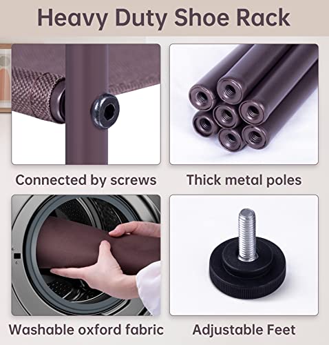 MISSLO Boot Shoe Rack for Closet Shoe 0rganizer 4 Tier Shoe Storage Shelf fits 20-Pair Sneakers for Garage, Entryway, Bedroom Floor, Bronze