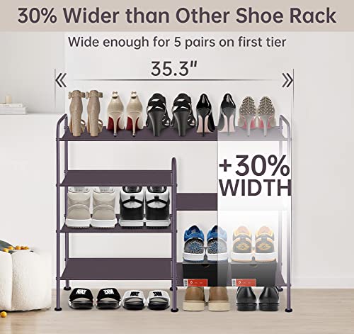 MISSLO Boot Shoe Rack for Closet Shoe 0rganizer 4 Tier Shoe Storage Shelf fits 20-Pair Sneakers for Garage, Entryway, Bedroom Floor, Bronze