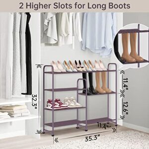 MISSLO Boot Shoe Rack for Closet Shoe 0rganizer 4 Tier Shoe Storage Shelf fits 20-Pair Sneakers for Garage, Entryway, Bedroom Floor, Bronze