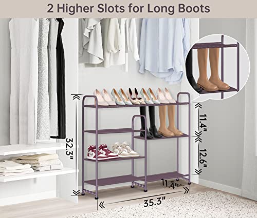 MISSLO Boot Shoe Rack for Closet Shoe 0rganizer 4 Tier Shoe Storage Shelf fits 20-Pair Sneakers for Garage, Entryway, Bedroom Floor, Bronze