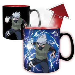 abystyle naruto shippuden sharingan heat change ceramic color changing coffee tea mug 16 oz.& coaster set anime manga drinkware home & kitchen gift 2 pcs