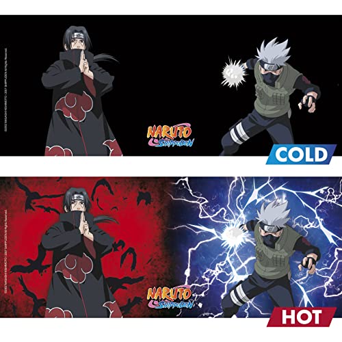 ABYSTYLE Naruto Shippuden Sharingan Heat Change Ceramic Color Changing Coffee Tea Mug 16 Oz.& Coaster Set Anime Manga Drinkware Home & Kitchen Gift 2 Pcs