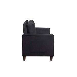 Merax Modern Mid Century Comfy Loveseat Tufted Velvet Sofa for Living Room Bedroom Office Black Love, 2-Seat