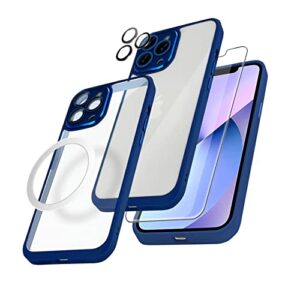 penekin for iphone 13 pro max case, military grade drop protection design for iphone 13 pro max case clear with screen protector and built in camera lens protector (blue)