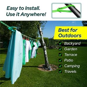 Clothes Line with Automatic Rain Cover - 16ft Outdoor Washing Line, 6ft Waterproof Cover - Air Dry Your Laundry in All Weather, Suitable for Balconies, Backyards by Peggy Rain Green