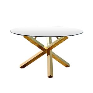 best master furniture t19gt tracy 54" round tempered glass dining table in gold