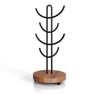 tribello coffee mug tree for counter, large steady coffee cups & tea mug tree stand, modern farmhouse kitchen countertop coffee cup holder - large 8 mug holder