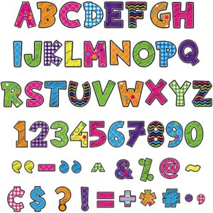 107 pieces bulletin board letters chalkboard letters combo alphabet set letters number and symbol cutouts for home preschool primary school classroom wall decor, 5.51 x 5.51 inches(cartoon style)