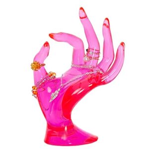 maxsirui hand form ring holder jewelry display organization rack bracelet ring watch stand support aesthetic decor y2k room decor(rose red)