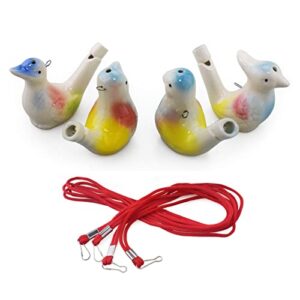 4pcs ceramic toys ceramic bird whistle ceramic bird water whistle birthday party gift multicolor ribbon hanging rope can make a loud sound