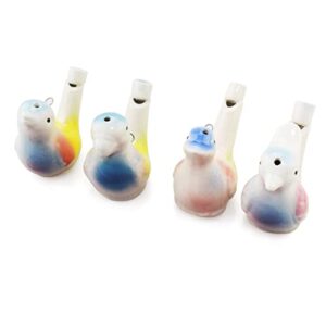 4PCS Ceramic Toys Ceramic Bird Whistle Ceramic Bird Water Whistle Birthday Party Gift Multicolor Ribbon Hanging Rope Can Make A Loud Sound