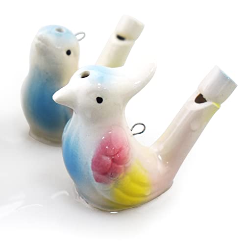 4PCS Ceramic Toys Ceramic Bird Whistle Ceramic Bird Water Whistle Birthday Party Gift Multicolor Ribbon Hanging Rope Can Make A Loud Sound