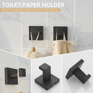 BATHLAVISH Matte Black Bathroom Accessories Set Hardware 5-Piece Towel Bar Holder Sets Hand Towel Rack Holder and 2 Towel Hooks, Stainless Steel Wall Mounted