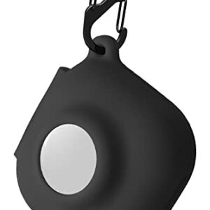 Geiomoo Silicone Case Compatible with Air Tag and Beats Fit Pro, 2 in 1 Protective Cover with Carabiner (Black)