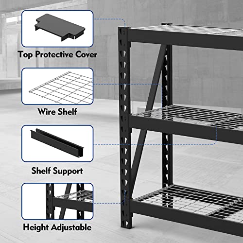 WORKPRO 3-Tier Garage Shelving Unit, Heavy Duty 5400 LBS Load Capacity, Metal Storage Rack, 50”W x 18”D x 47”H Height Adjustable, Industrial Shelving for Garage, Warehouse, Shop