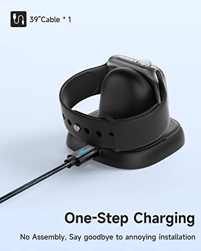 NEWDERY Charger Stand for Apple Watch, Portable Watch Charger for iWatch with USB C Cable,Fast Charging,Wireless Charging Station for iWatch series Ultra/8/7/6/5/3/2/SE, 49/45/44/42/41/40/38 mm, Black