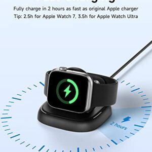 NEWDERY Charger Stand for Apple Watch, Portable Watch Charger for iWatch with USB C Cable,Fast Charging,Wireless Charging Station for iWatch series Ultra/8/7/6/5/3/2/SE, 49/45/44/42/41/40/38 mm, Black