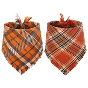 whaline fall dog bandana autumn dog bibs rustic vintage plaids reversible washable triangle dog scarf pet neckerchief for small medium large pet cat dog thanksgiving costume accessories, 2 pack