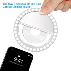 Selfie Ring Light, XINBAOHONG Rechargeable Portable Clip-on Selfie Fill Light with 36 LED for iPhone/Android Smart Phone Photography, Camera Video, Girl Makes up (White) (Black)