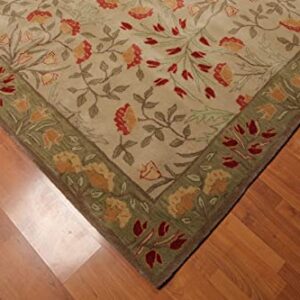 Old Hand Made Floral Bleige Tulips Traditional Persian Oriental Woolen Area Rugs 6x9 ft