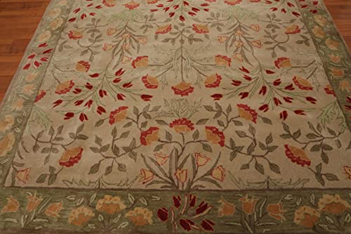 Old Hand Made Floral Bleige Tulips Traditional Persian Oriental Woolen Area Rugs 6x9 ft