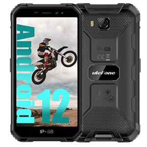 ulefone armor x6 pro 2023 rugged smartphone unlocked, android 12 4gb+32gb waterproof cell phone, 13mp+5mp camera, 5.0" hd+ screen 4000mah battery dual sim 4g rugged phone support nfc gps otg black