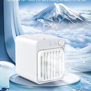 Portable air conditioner, 3in1 Rechargeable Evaporative Air Cooler with 2 Freezing Boxes,LED Light, Desktop Cooling Fan for Office, Bedroom, Outdoor,Kitchen