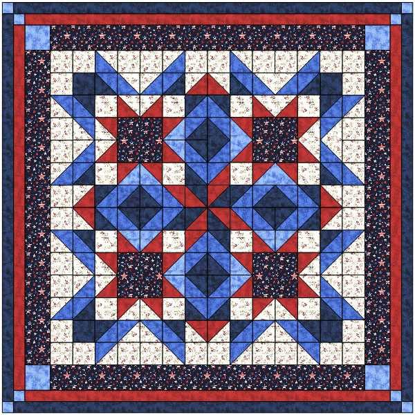 Material Maven Precut Quilt Kit Rockets Red Glare, Patriotic Red, White and Blue